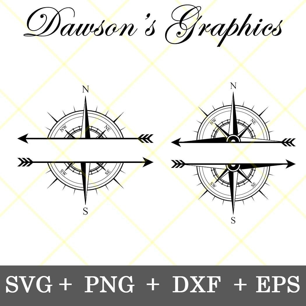 Instant Download Split Compass Rose Svg Monogram Frame for - Etsy