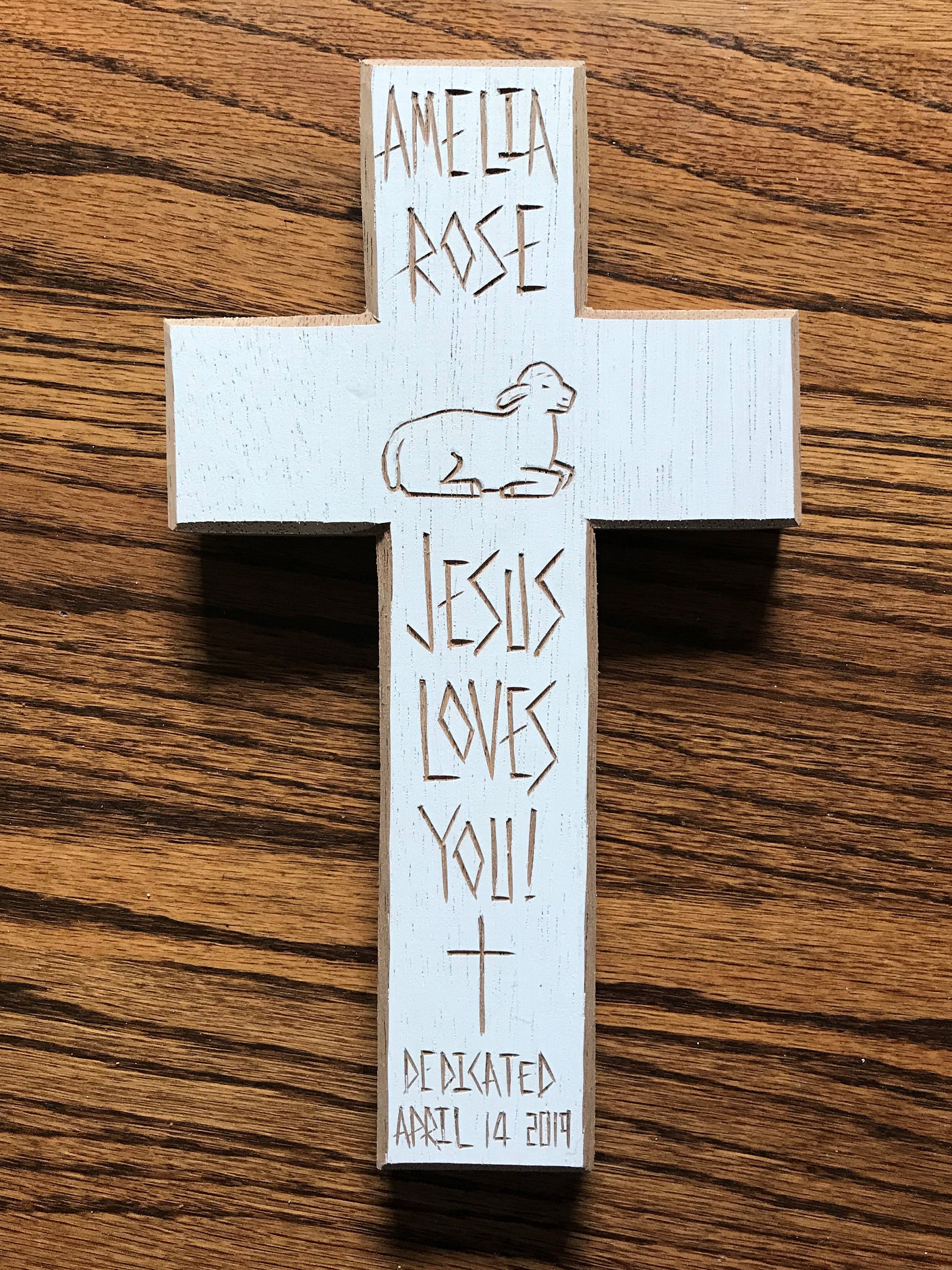 Personalized Hand Carved Dedication Cross, Mahogany Wood, Jesus Loves ...
