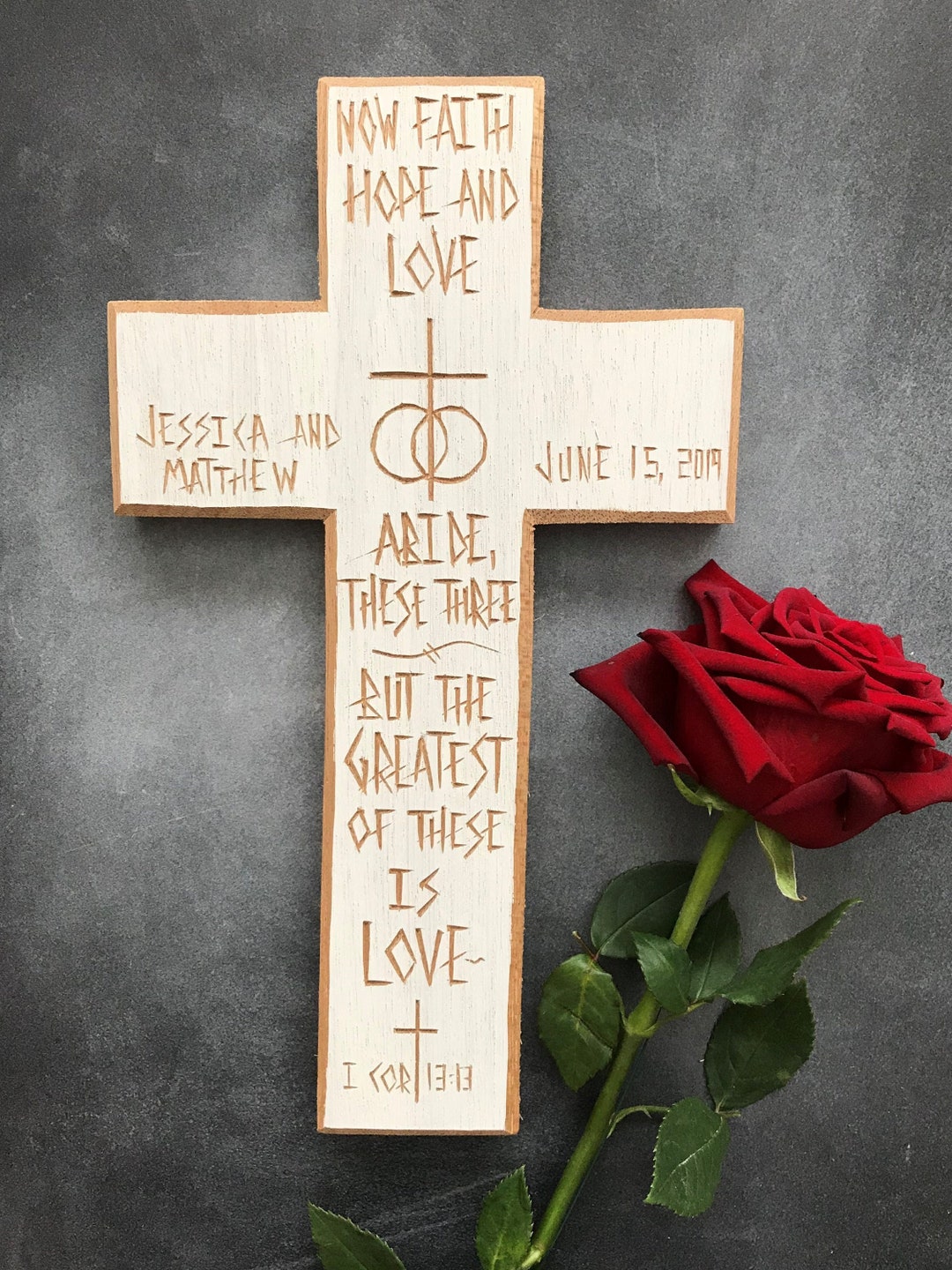 Personalized Faith Hope and Love Cross - Custom Wedding or Anniversary ...