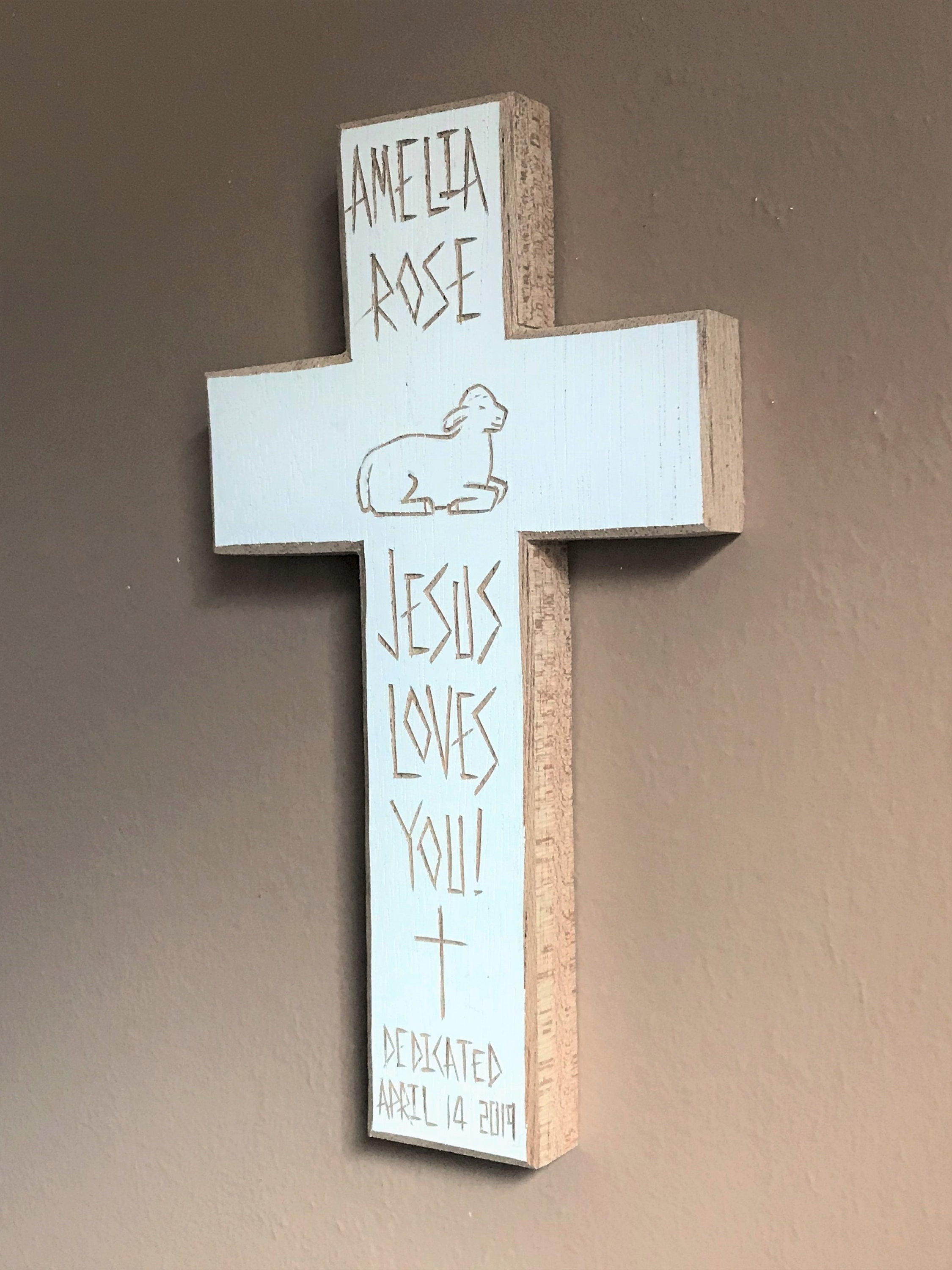 Personalized Hand Carved Dedication Cross, Mahogany Wood, Jesus Loves ...