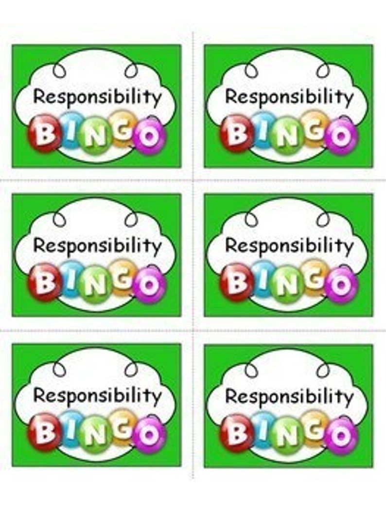 Responsibility Bingo ! - Etsy