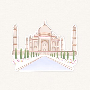 Taj Mahal Vinyl Sticker 9cm X 7cm - Indian Stickers - Landmark Stickers ...