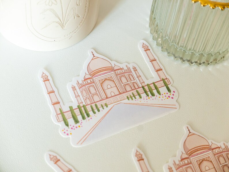 Taj Mahal Vinyl Sticker 9cm X 7cm Indian Stickers Landmark - Etsy