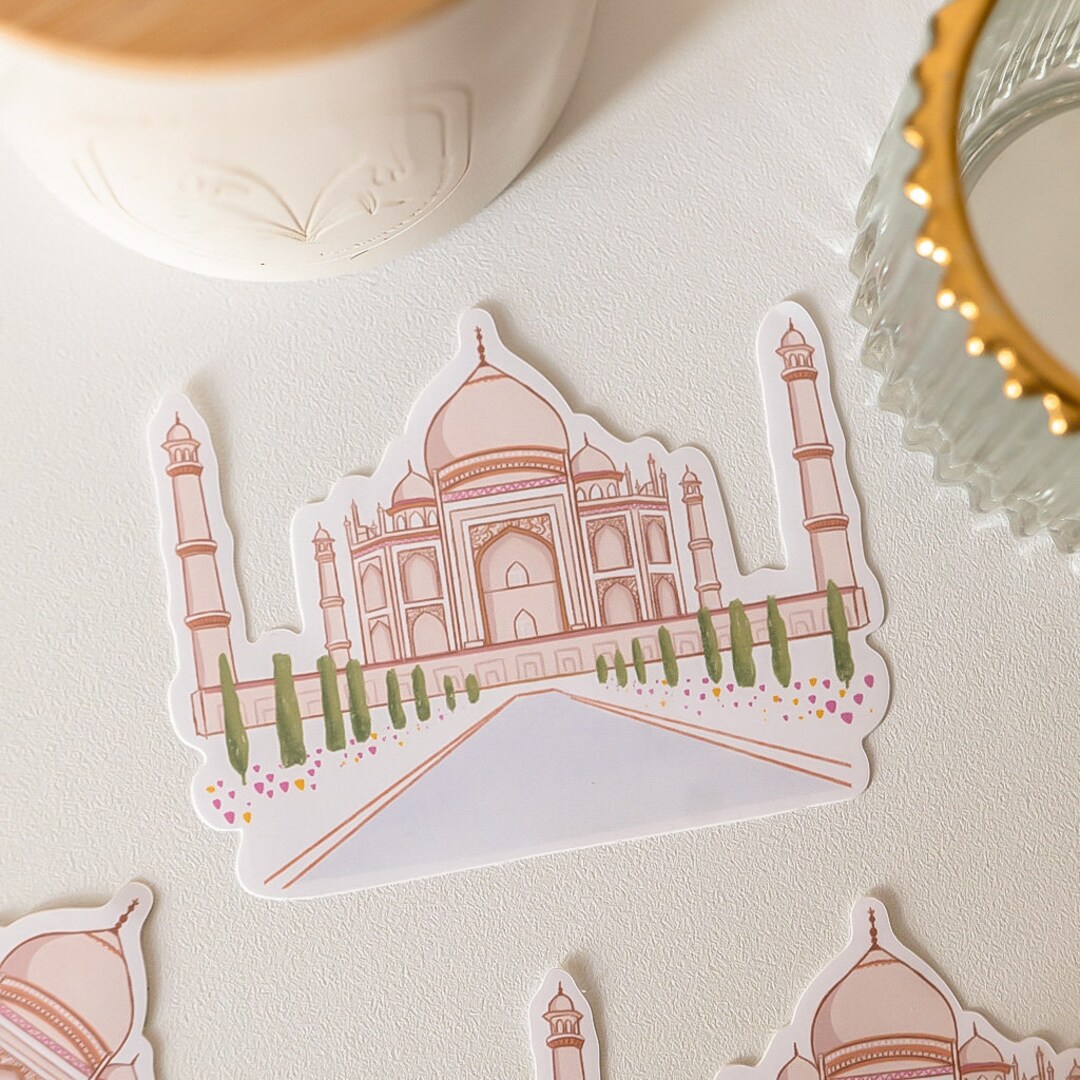 Taj Mahal Vinyl Sticker 9cm X 7cm Indian Stickers Landmark Stickers ...