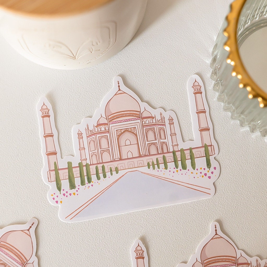 Taj Mahal Vinyl Sticker 9cm X 7cm Indian Stickers Landmark Stickers ...
