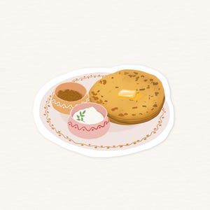 Aloo Paratha Vinyl Sticker 4.5cm X 7cm - Indian Stickers - Desi Food ...