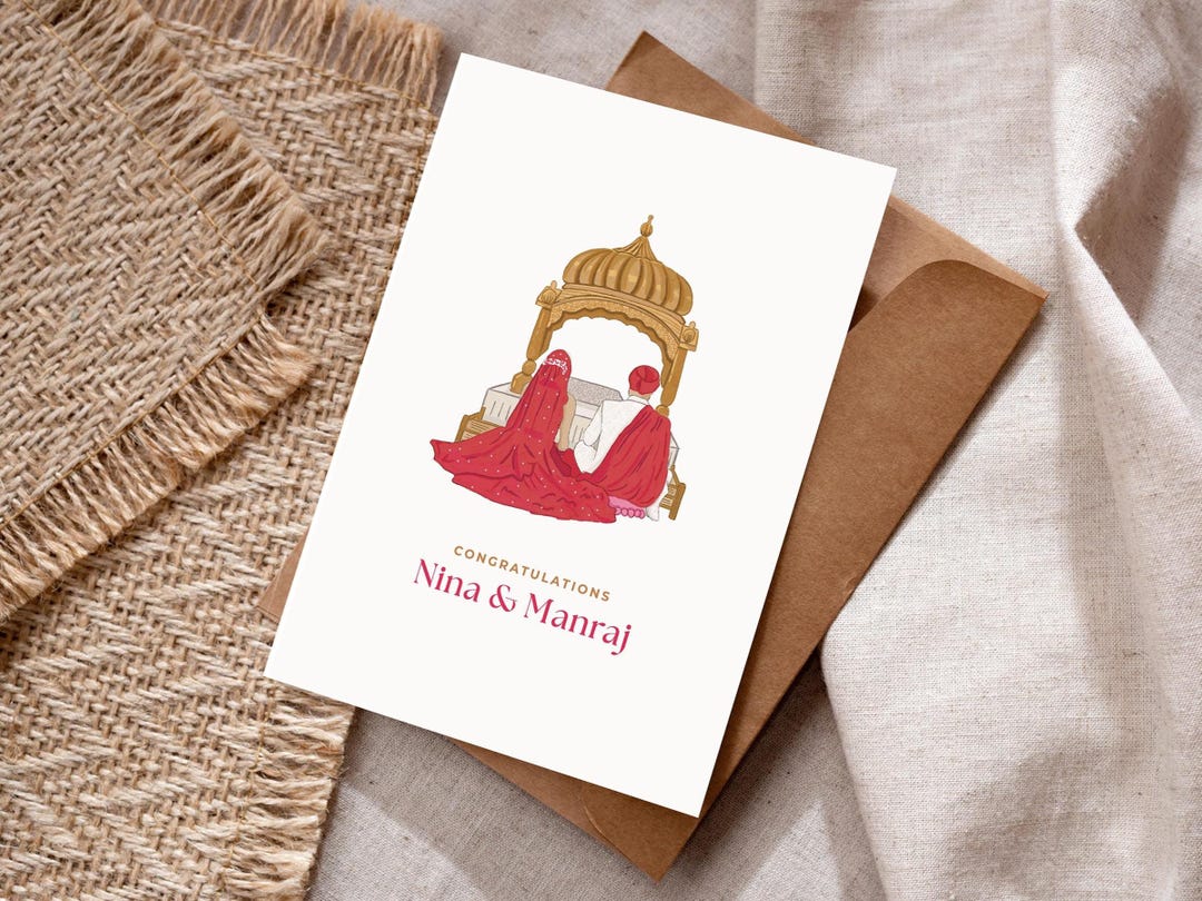 Sikh Bride and Groom Wedding Card - Luxury Punjabi Wedding Greetings ...