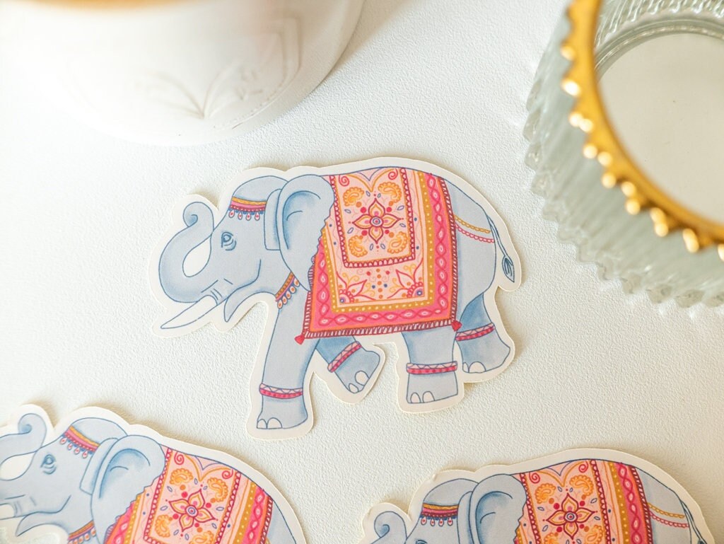 Indian Elephant Vinyl Sticker 8cm X 6cm Indian Stickers - Etsy