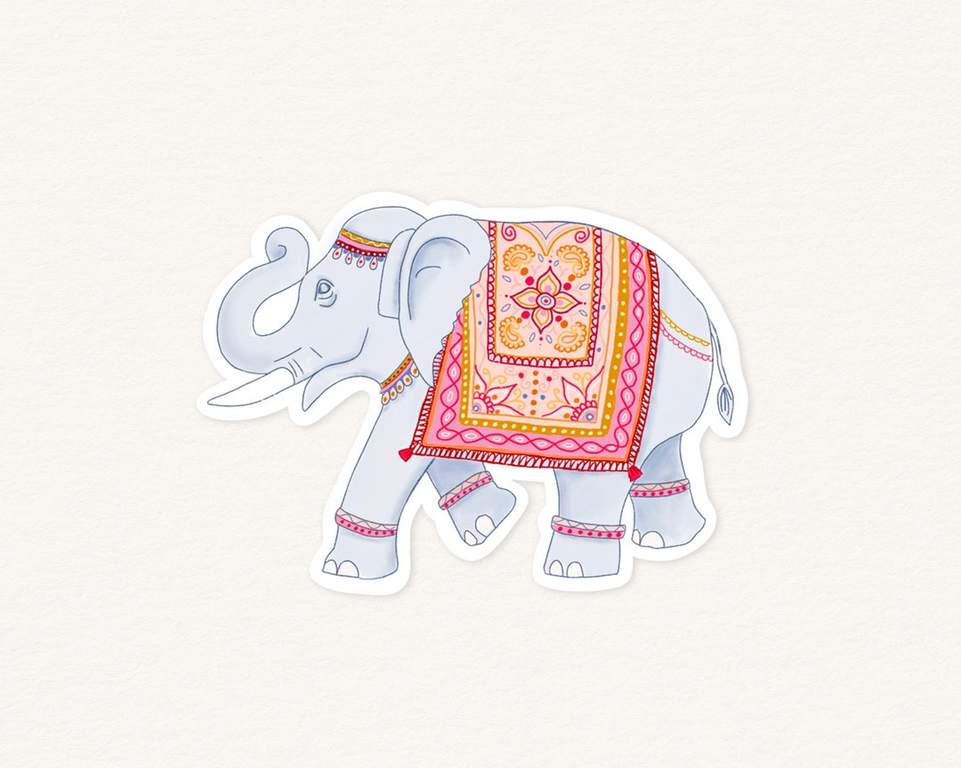 Indian Elephant - Vinyl Sticker 8cm X 6cm - Indian Stickers - Laptop ...