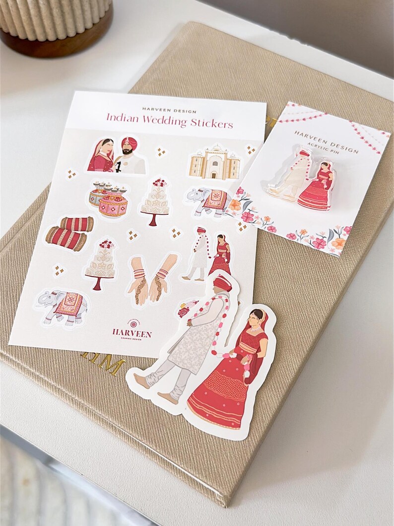 Indian Wedding Stationery Bundle: Planner Stickers & Acrylic Pin - Etsy