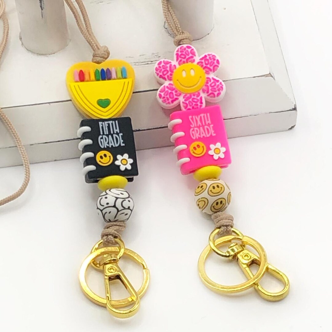 Silicone Beaded Teacher Lanyard, New Teacher Gift, Grade Level Silicone ...