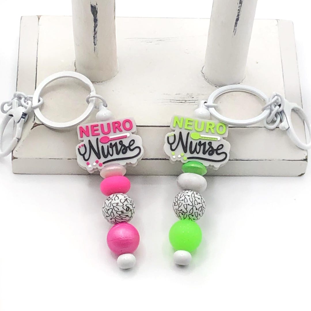 Neuro Nurse Keychain, Gift for Nurse, Gift for Neurologist, Neon Pink ...