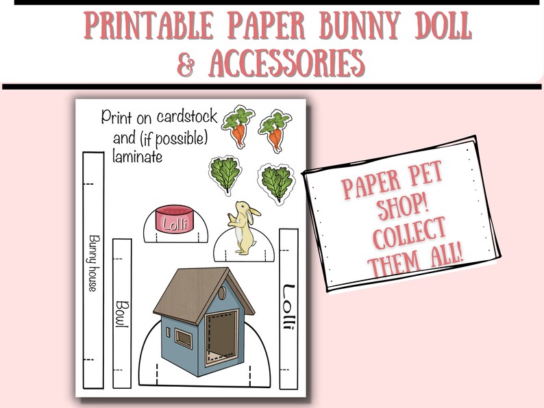 Printable Paper Doll Bunny & Accessories | Activities for Kids - Etsy
