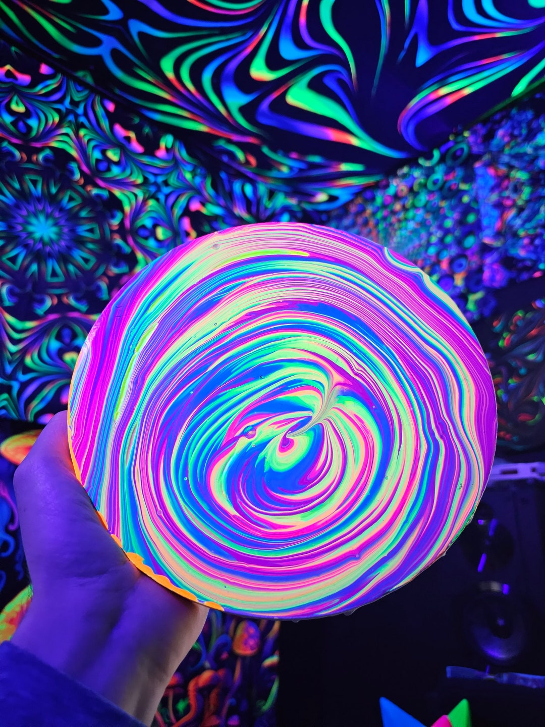 Rainbow Waves - UV Blacklight Reactive Original Abstract Painting - Etsy