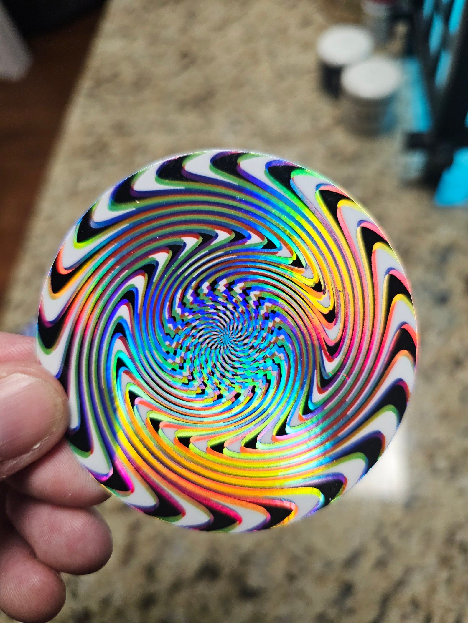 Wonky Portal - 3" Trippy Holographic - Rainbow Black and White | Car ...