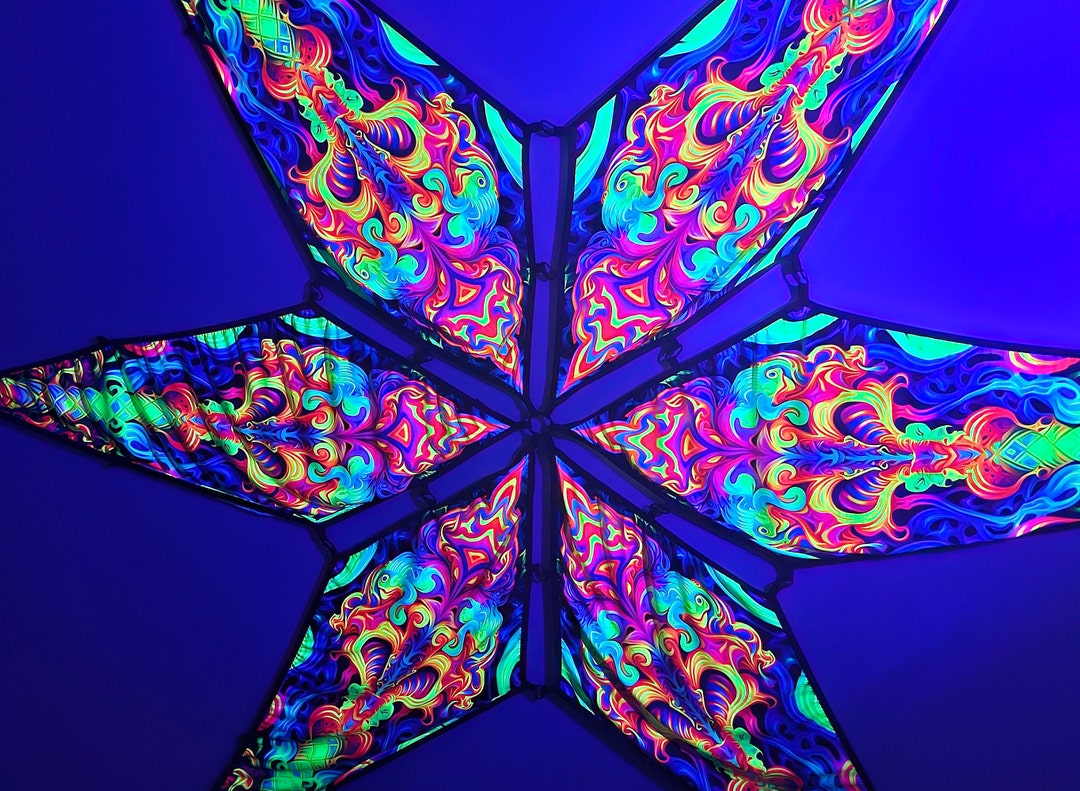 Neon Temple Portal - Ceiling Canopy - Psychedelic UV Reactive Geometric ...