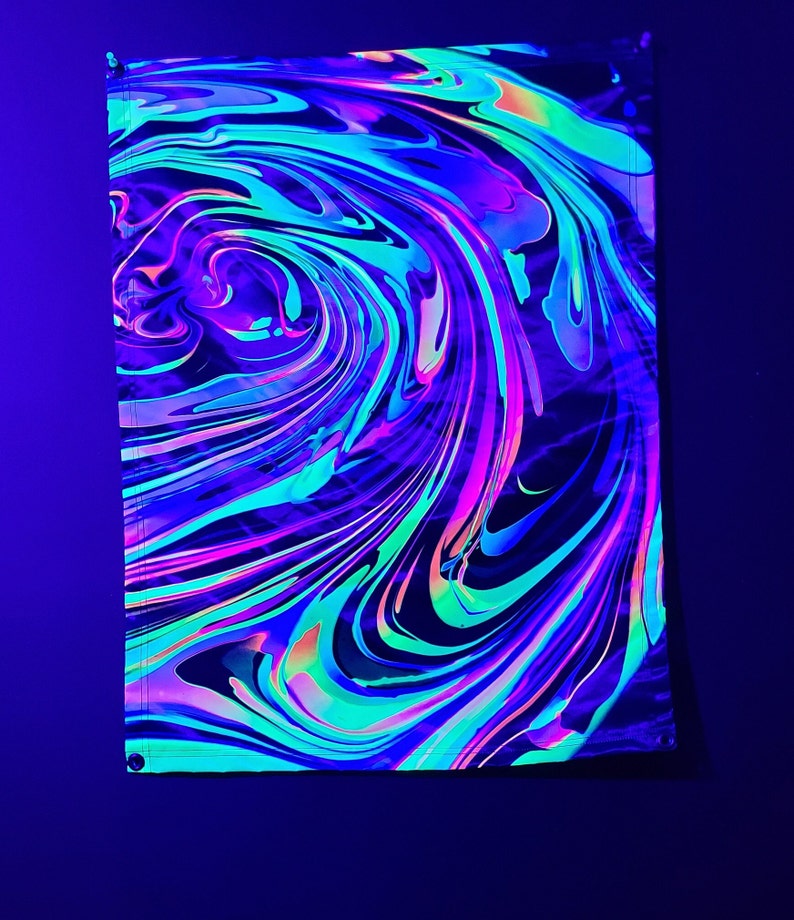 Cosmic Swirl - Blacklight UV Reactive Tapestry Fluid Art Wall Hanging ...