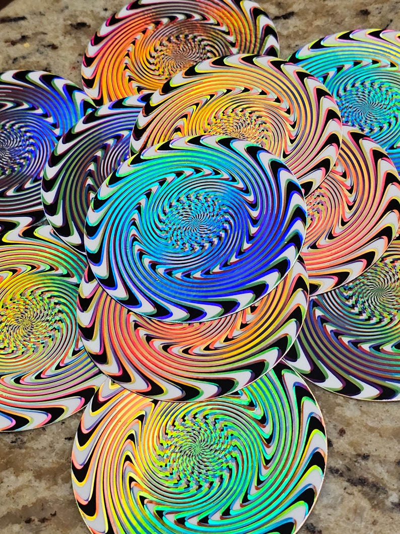 Wonky Portal - 3" Trippy Holographic - Rainbow Black and White | Car ...