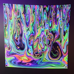 Acid Rain (blacklight Trippy Tapestry) Psychedelic UV Reactive ...