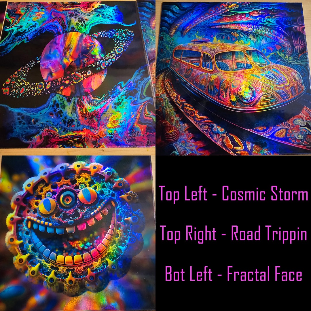 Holographic Psychedelic Art Print - Multiple Designs - Etsy