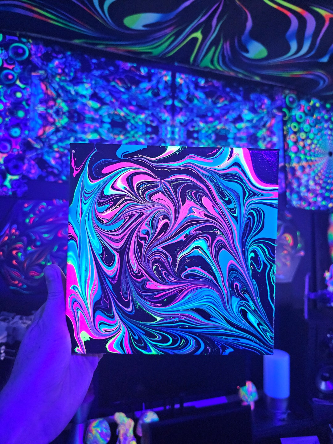Lost in Space - UV Blacklight Psychedelic - Abstract Original Acrylic ...