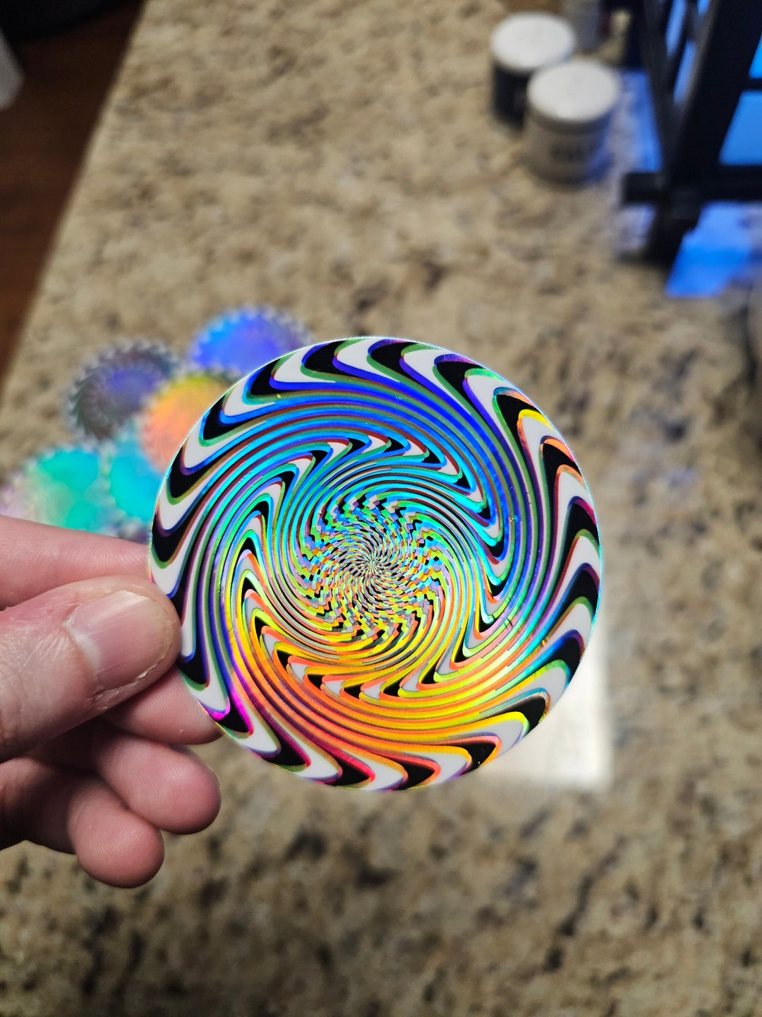 Wonky Portal - 3" Trippy Holographic - Rainbow Black and White | Car ...