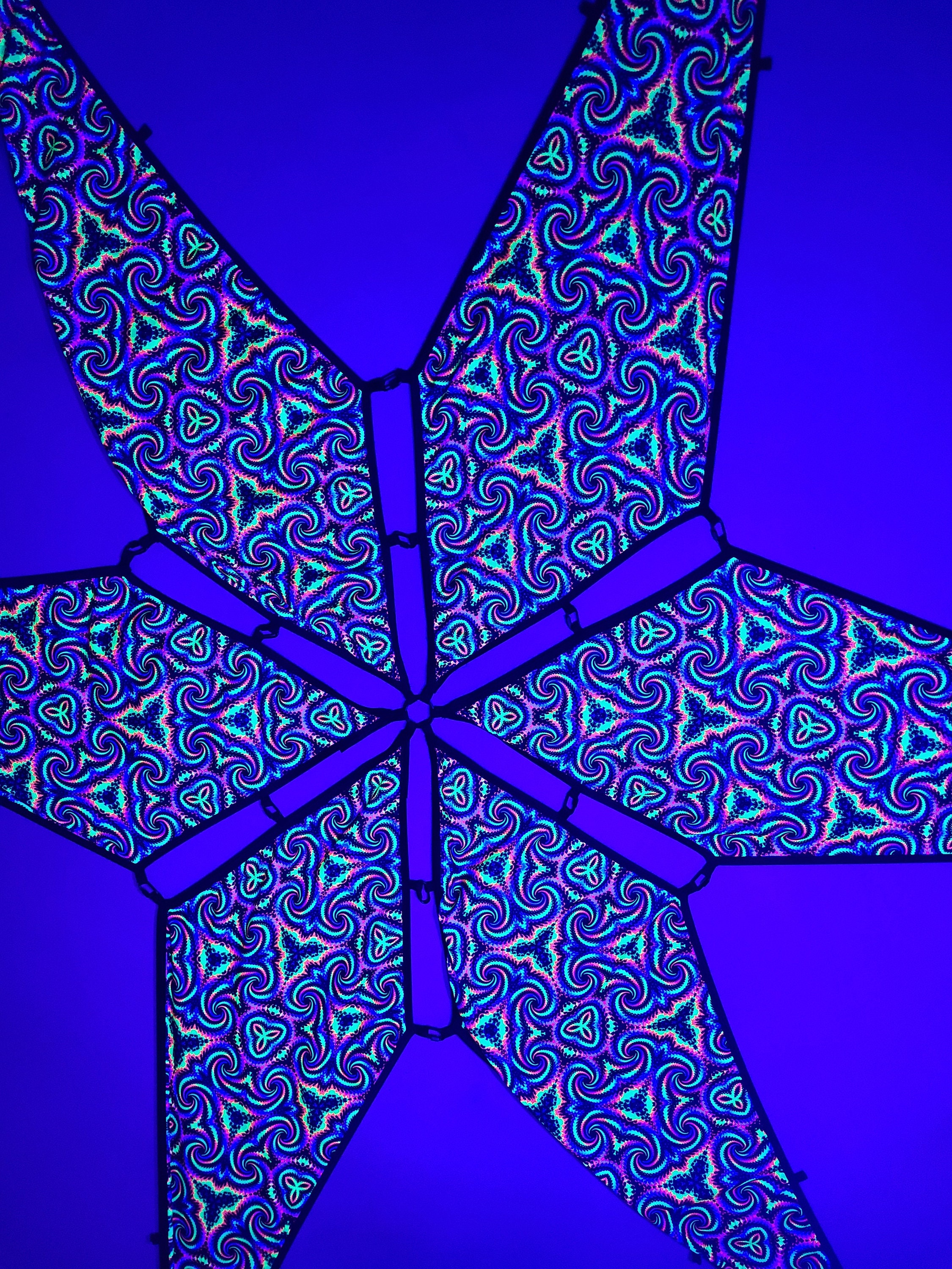 Fractal Kandi- Ceiling Canopy - Trippy UV Reactive Geometric Tapestry ...