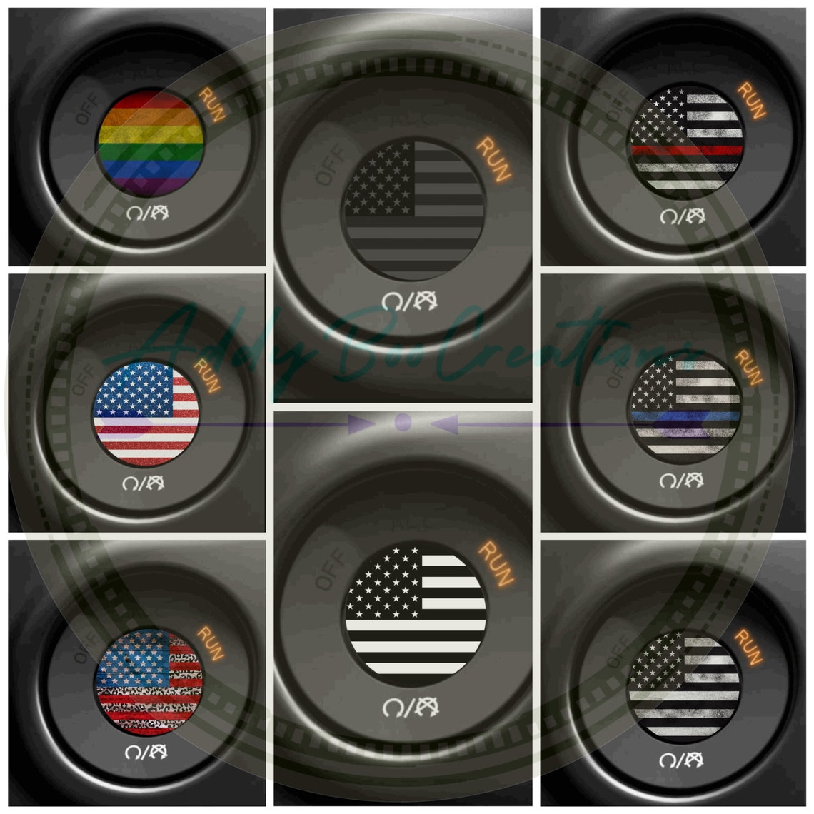 Flag Themed Push to Start Button Decals PLEASE READ DESCRIPTION - Etsy
