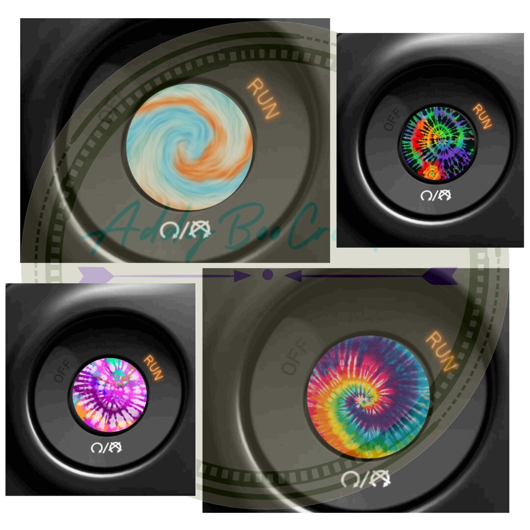 Tie Dye Themed Push to Start Button Decals - Etsy