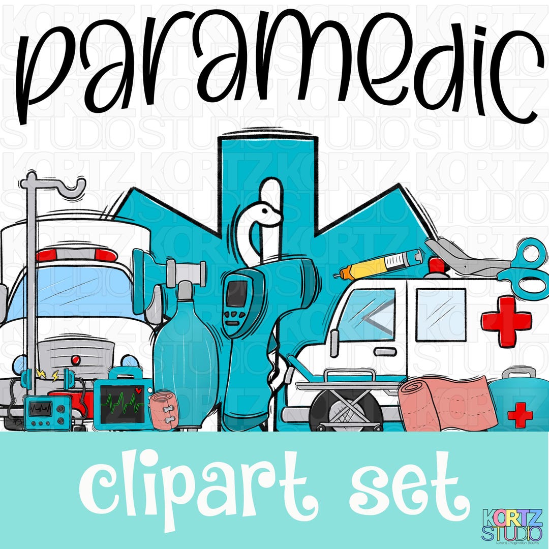 Paramedic Clipart Box | Hand-drawn EMT & Ambulance Pngs - Personal and ...