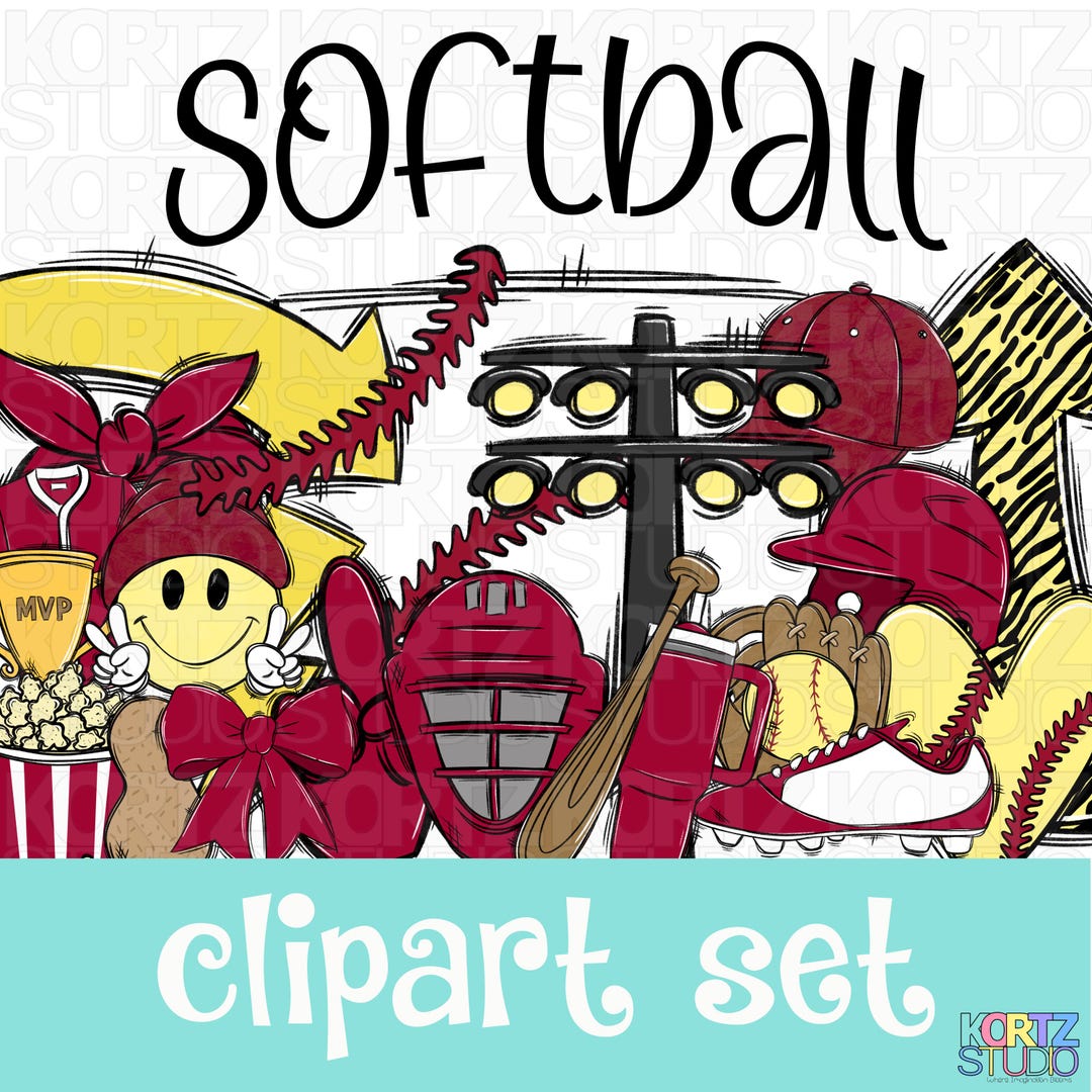 Softball Clipart Bundle | Sports PNG Graphics | Game Day Sublimation ...