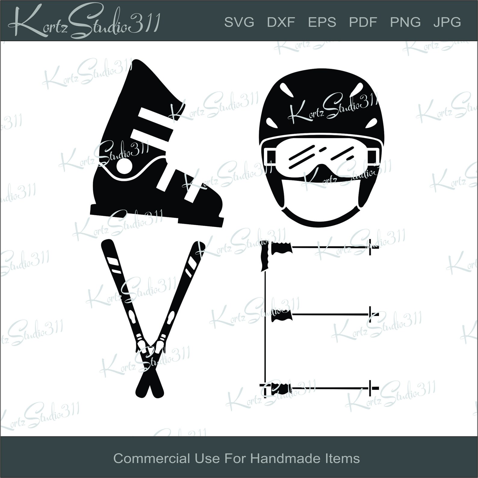 SVG Ski LOVE Instant Download Eps Dxf Cut File for - Etsy