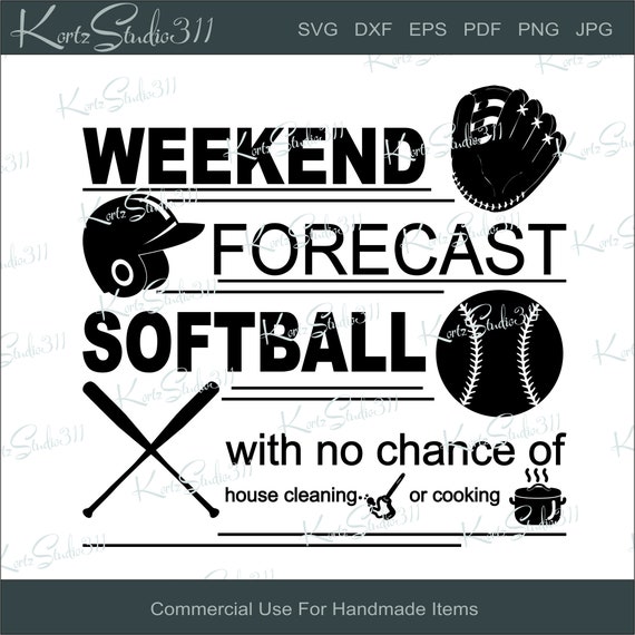 SVG Weekend Forecast Softball Instant Download Eps Dxf | Etsy