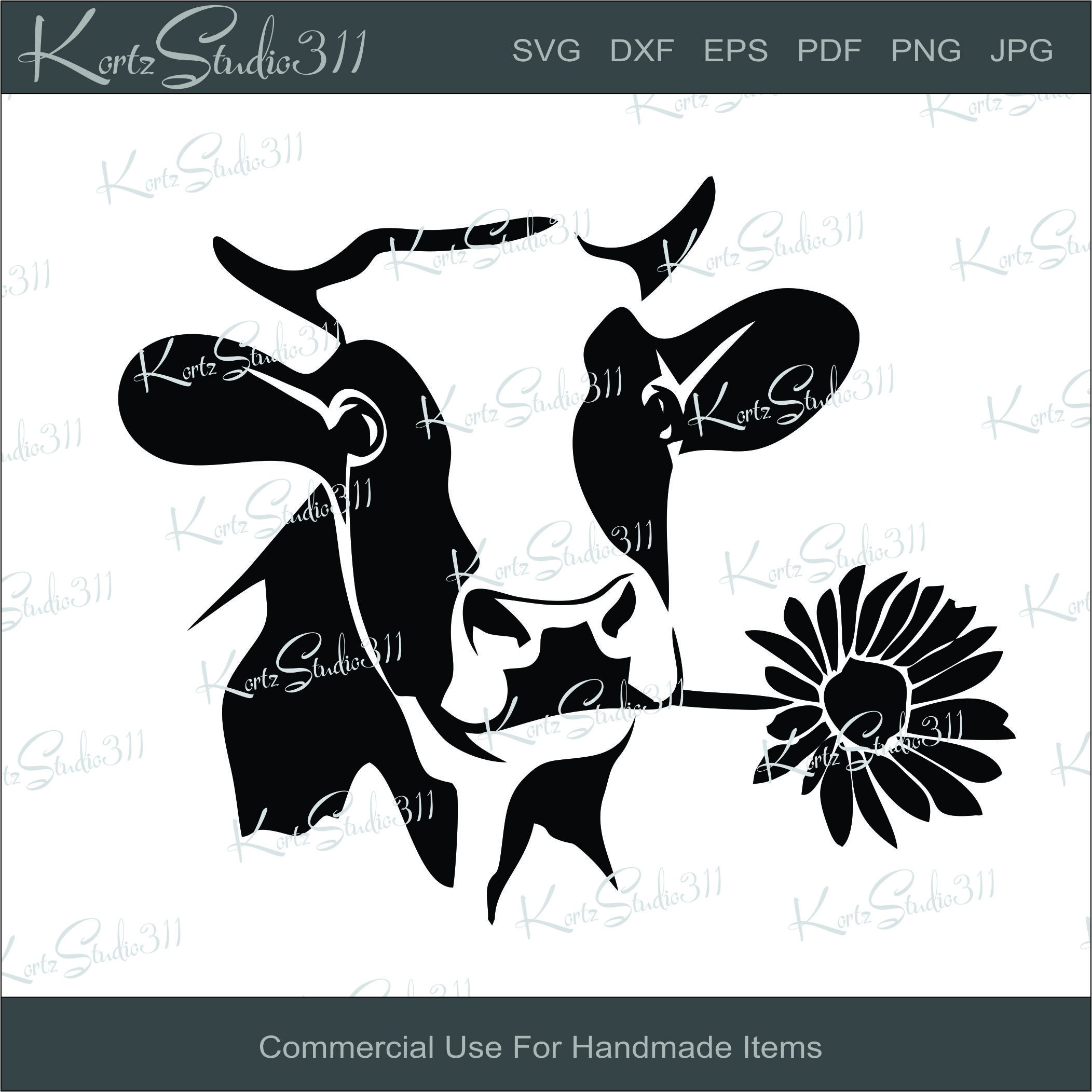 SVG Cow With Daisy - Instant Download - Personal and Commercial Use Cut ...
