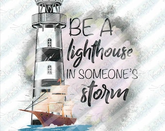 Lighthouse in Storm Digital - Etsy