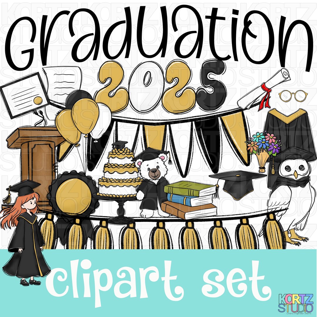 Graduation - Hand Drawn Clipart - Personal and Commercial Use - PNG ...