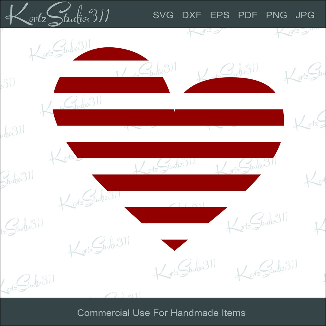 SVG Striped Heart- Instant Download - Eps - Dxf - Cut File - for Cricut ...