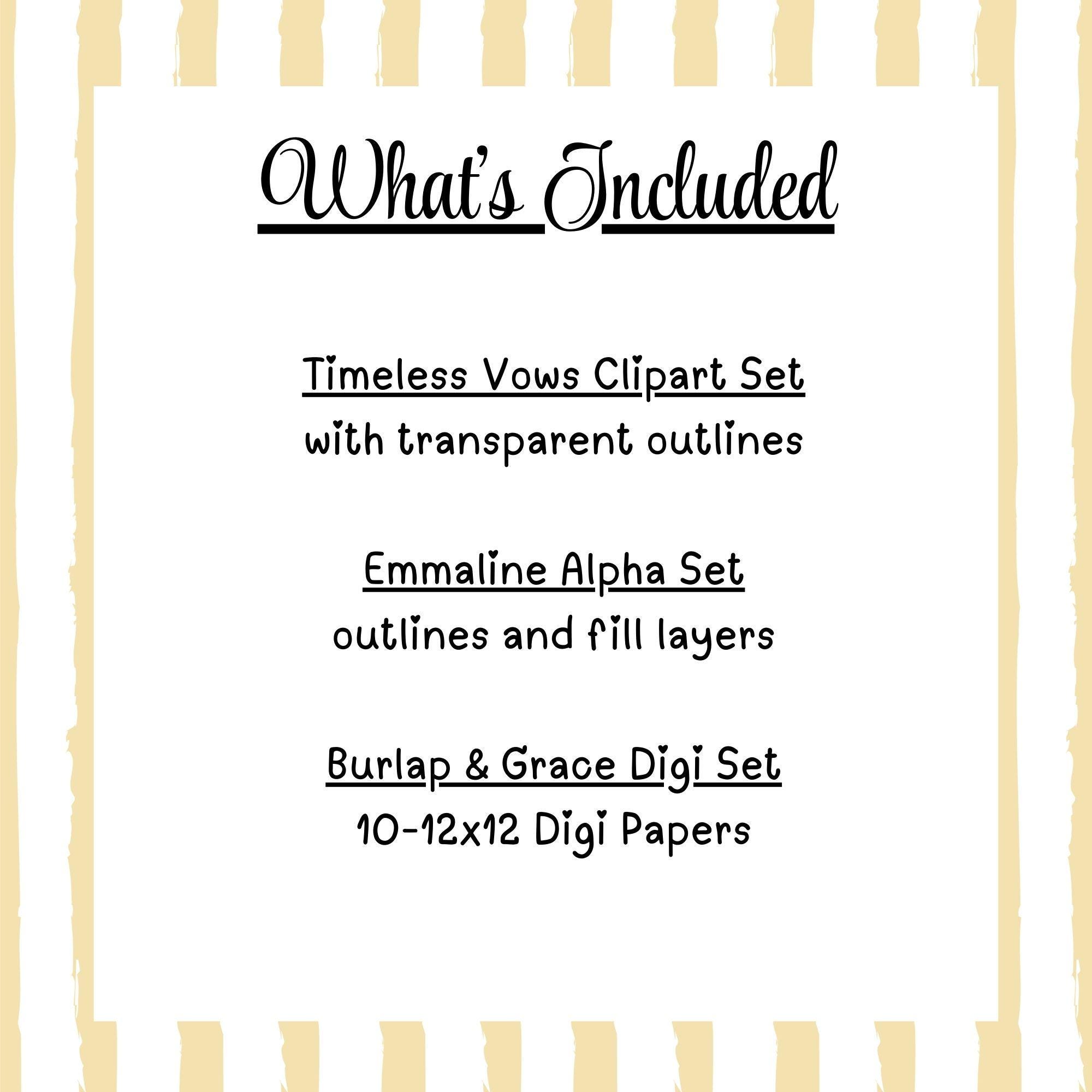 Timeless Vows Wedding Clipart Bundle | Hand-drawn Clipart + Emmaline ...