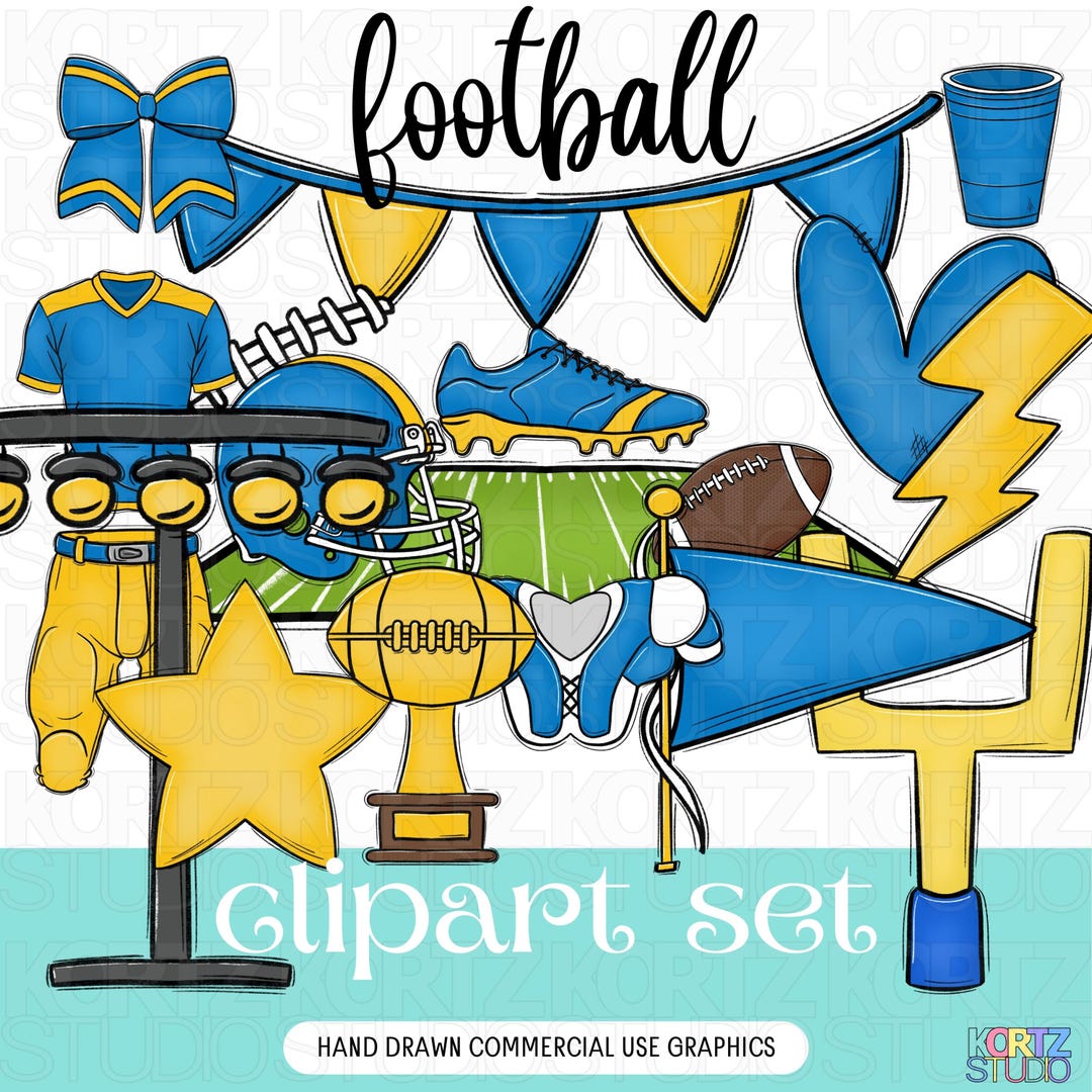 Cute Football Clipart Set | 18 Hand-drawn Pngs With Outlines ...