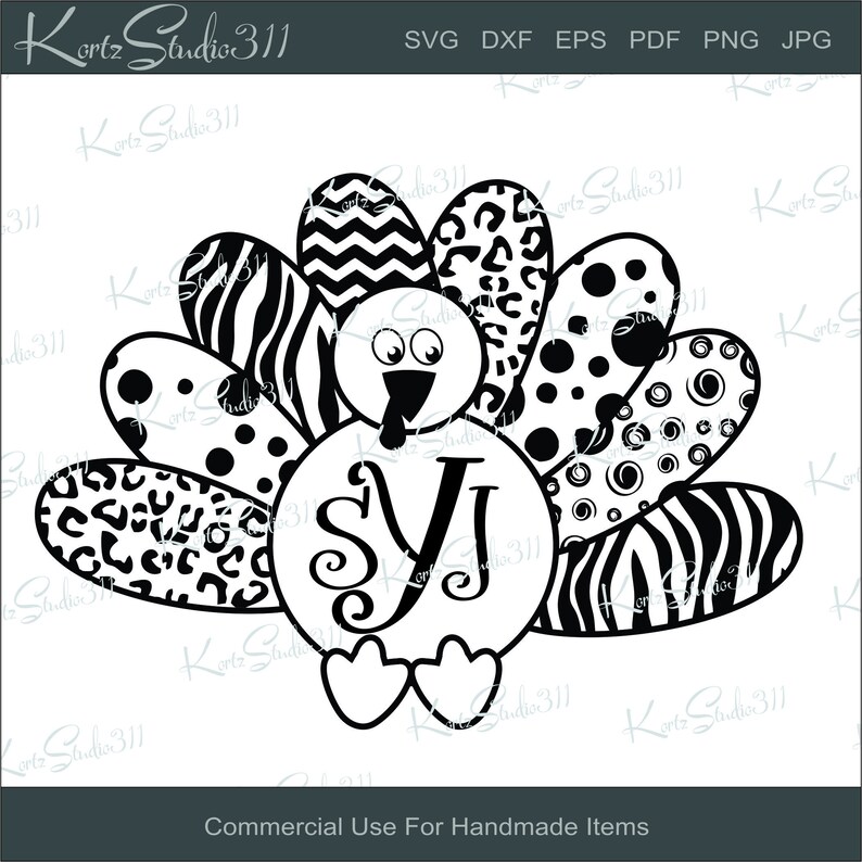 SVG Turkey Monogram Instant Download Eps Dxf Cut File - Etsy