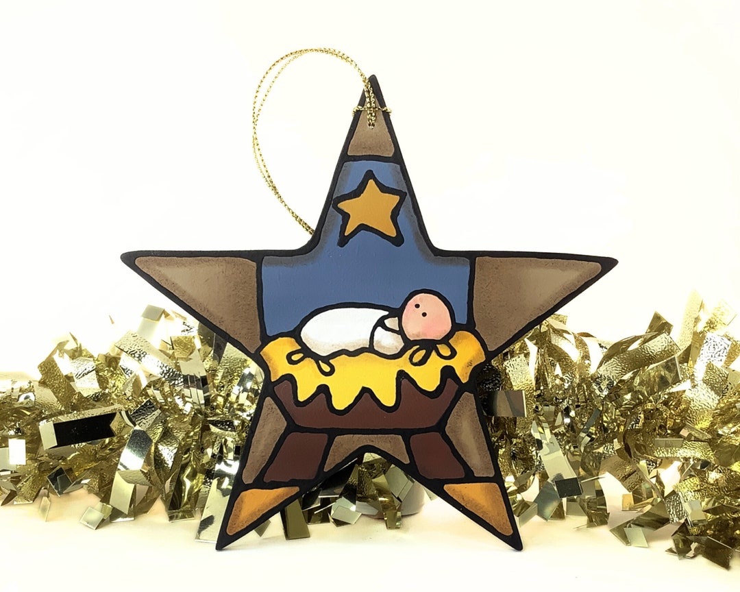 Baby Jesus in a Manger Nativity Christmas Ornament Christ - Etsy