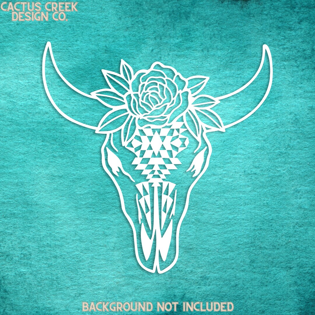 Aztec Floral Bull Skull Decal | Aztec Skull | Western | Vinyl Decal - Etsy