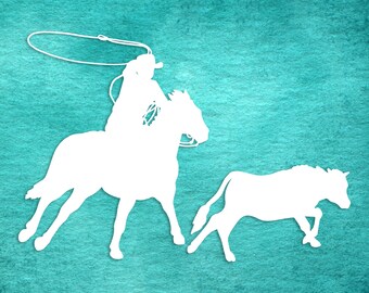 Calf Roper Rodeo Cowboy Rancher Roping Tiedown Calf Roping Horse Vinyl ...