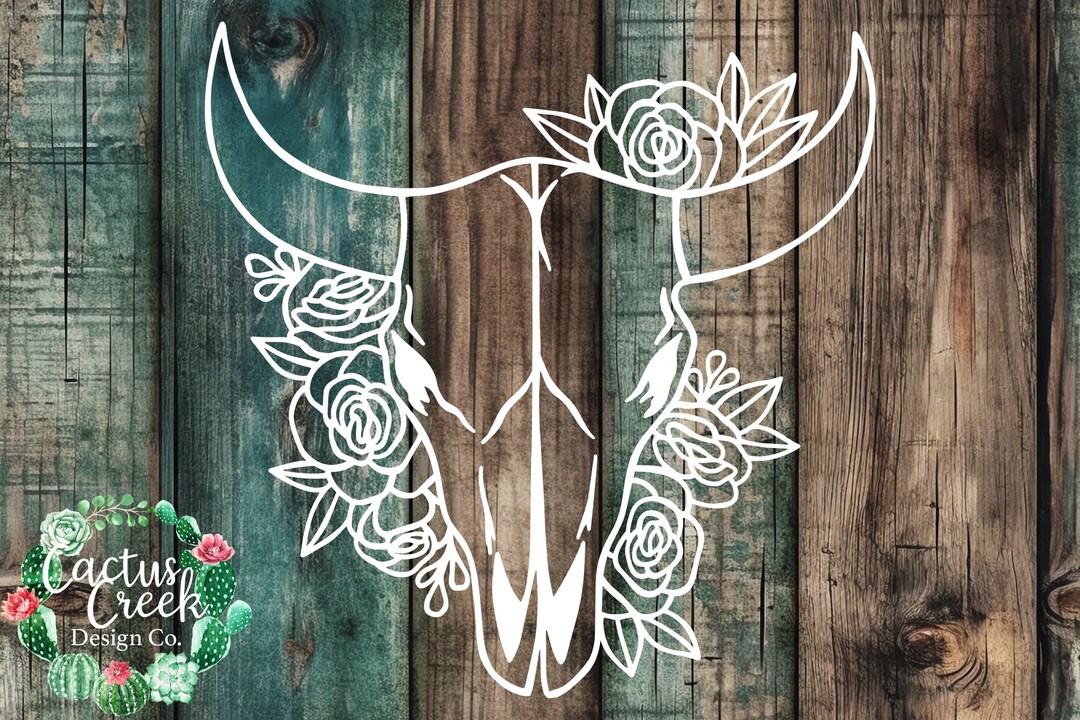 Floral Bull Skull Decal Bull Skull Decal Western Decal Car Decal Yeti ...