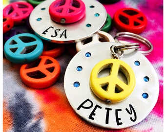 Peace Sign Dog Tag - Etsy