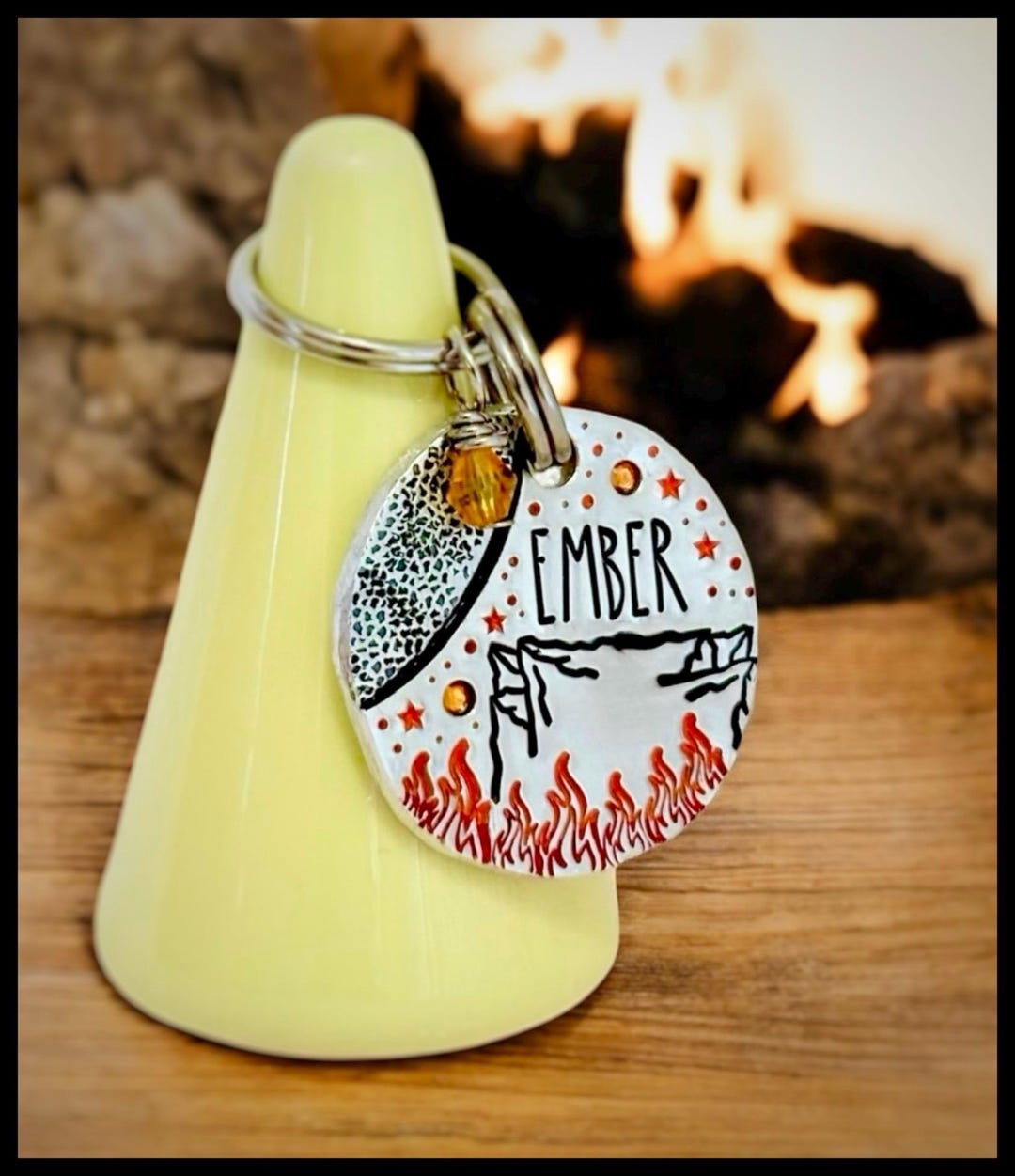 Fire Pet ID Tag, Fire Dog Tag, Fire Cat Tag, Blaze Dog Tag, Flames Dog ...