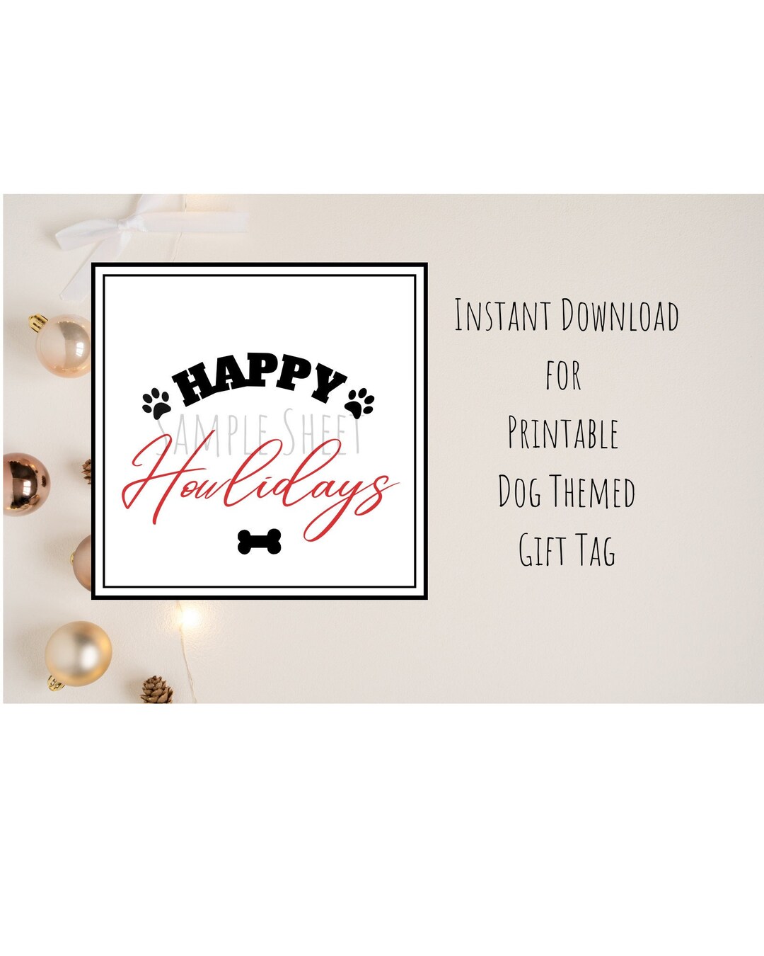 Printable Christmas Dog Gift Tag, Paw Print Gift Tags, Holiday Gift Tag ...