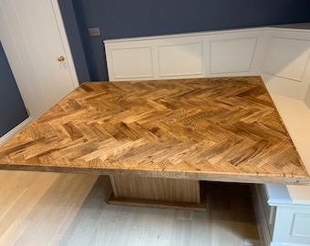 Round Herringbone Dining Table Solid Oak Bespoke Orders | Etsy UK