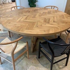 Round Herringbone Dining Table Solid Oak Bespoke Orders | Etsy UK