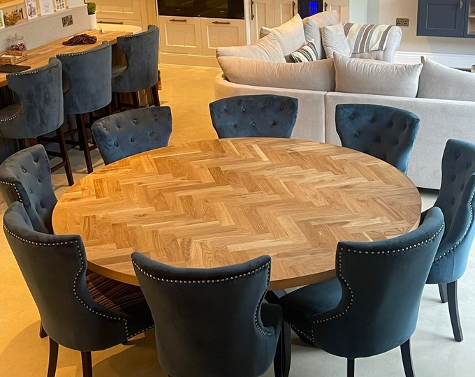 Round Herringbone Dining Table Solid Oak Spider Legs Bespoke Orders ...